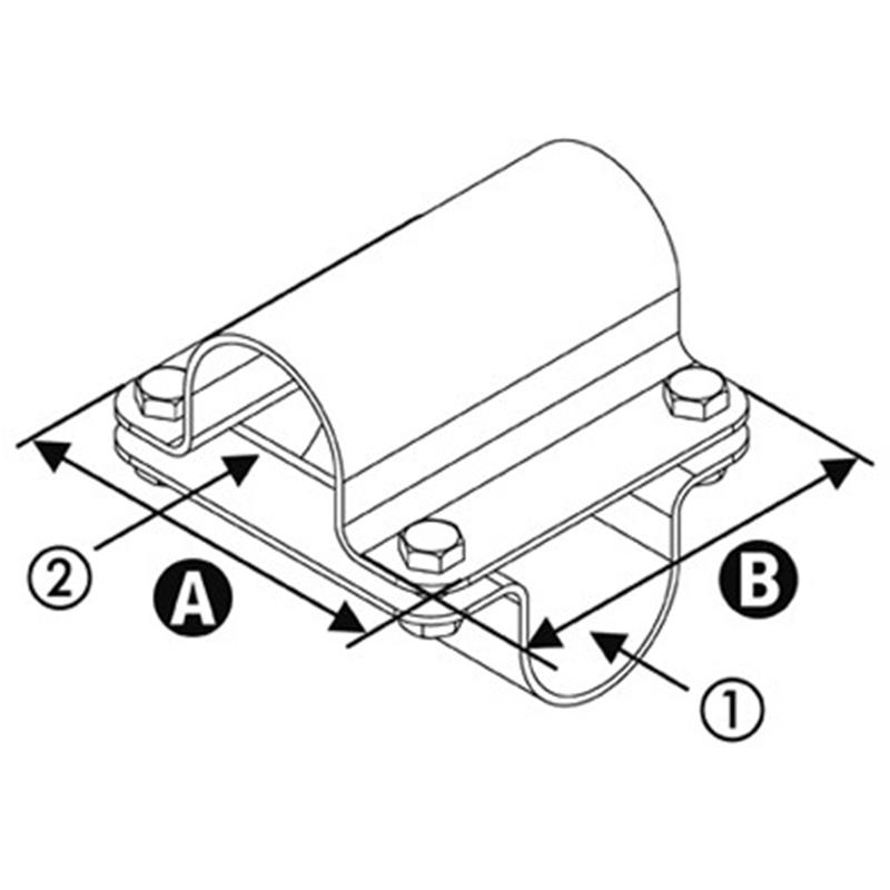 Stabilna križna objemka - ojačana, L = 140 mm